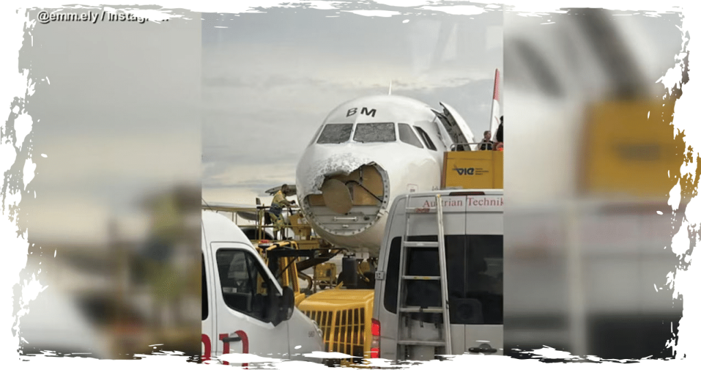 Austrian Airlines plane incurs damage to cockpit and nose due to hailstorm